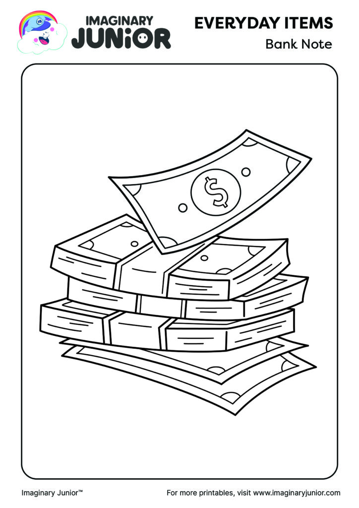 Bank Note Printables & Coloring Pages (2023 Edition) - Imaginary Junior
