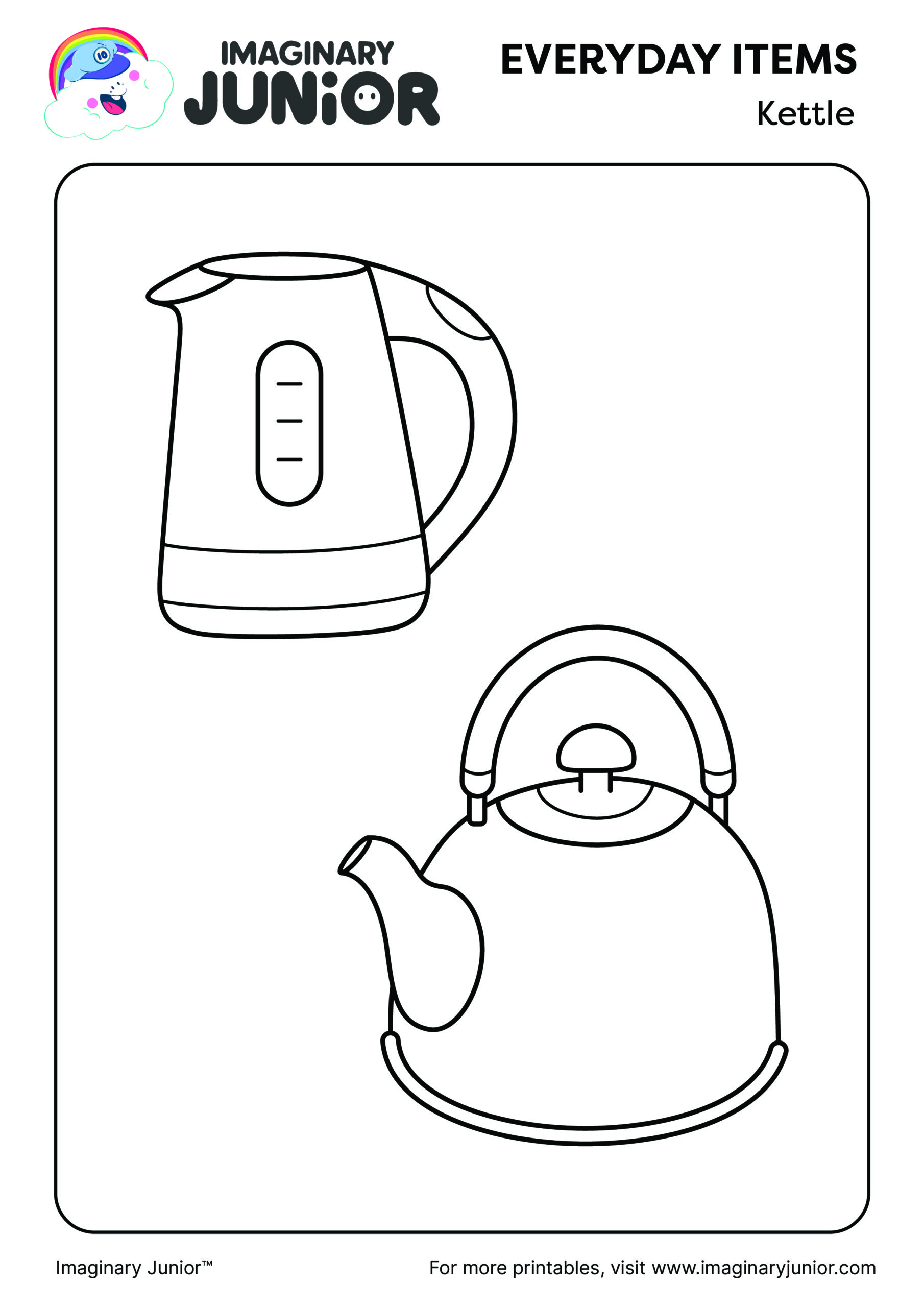Kettle Printables & Coloring Pages (2023 Edition) - Imaginary Junior