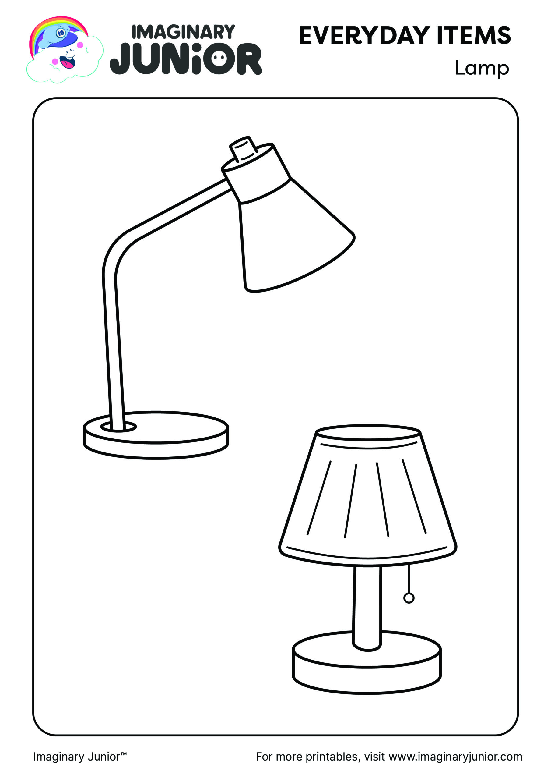Lamp Printables & Coloring Pages (2023 Edition) - Imaginary Junior