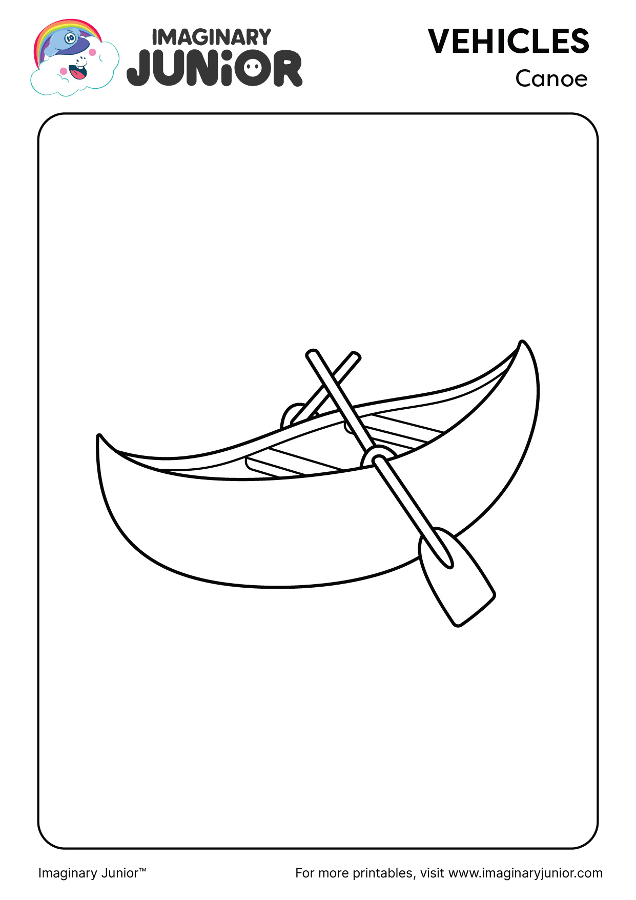 Canoe Printables & Coloring Pages (2023 Edition) - Imaginary Junior