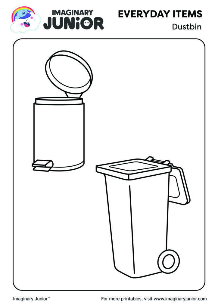 Dustbin Printables & Coloring Pages (2025 Edition) - Imaginary Junior